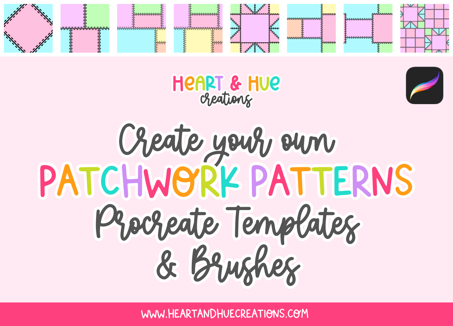 Procreate Patchwork Pattern Kit - Templates & Brushes – Heart & Hue ...