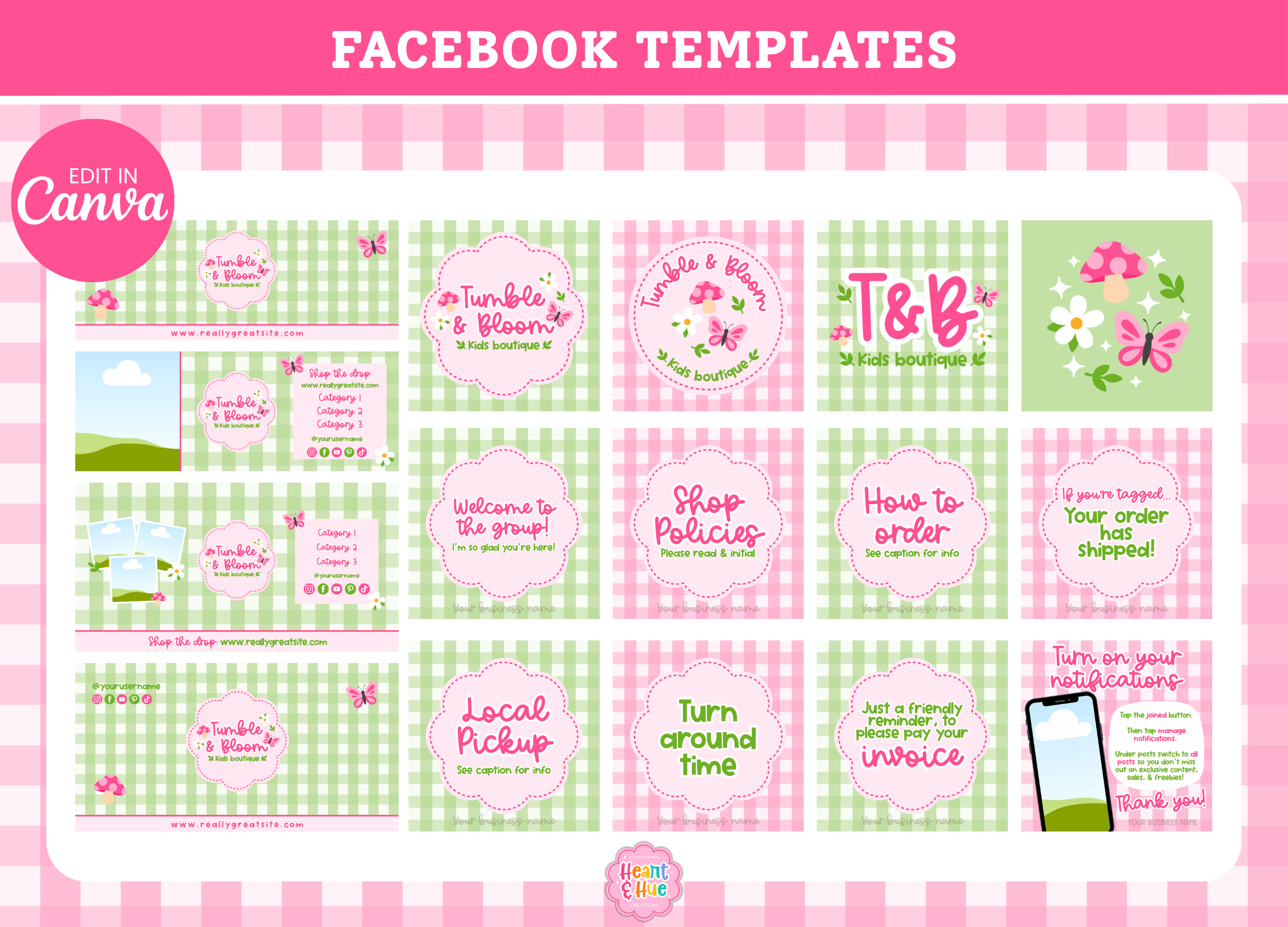 Bright Cottage-core Facebook Kit Templates – Heart & Hue Creations